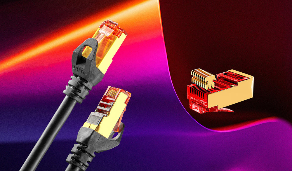 How does gold plated pin connectors on Ethernet, Lan, RJ45 cable helps