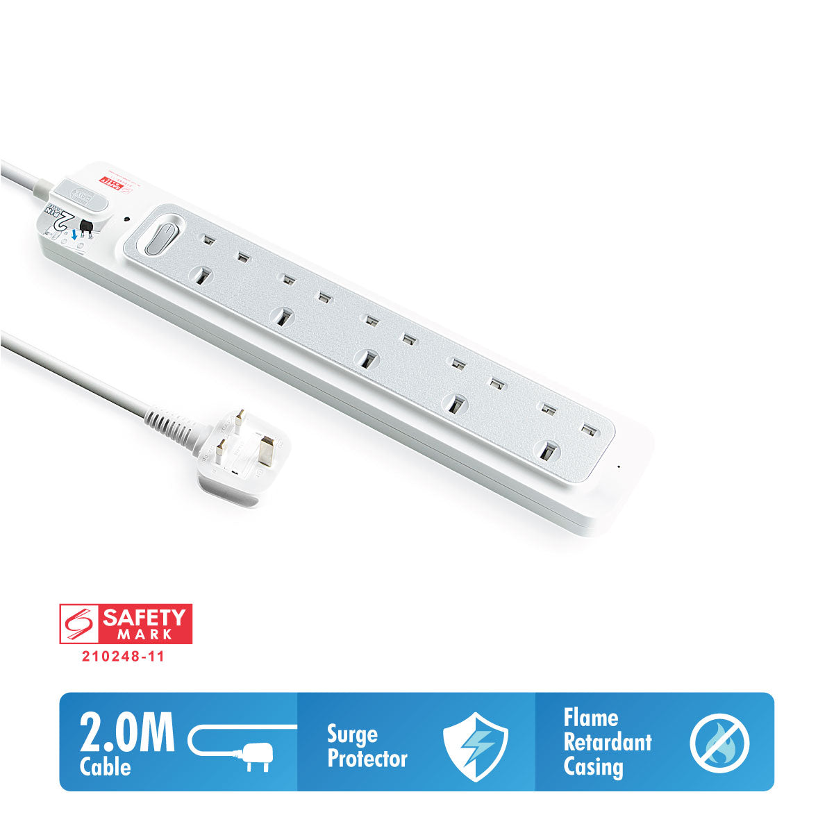 Daiyo DE 365 Master Switch Surge Protector 5 Way Extension Socket Stri