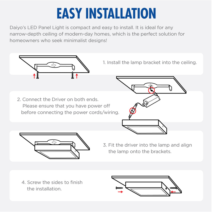 Daiyo LPS 75-DL 12W LED Surfaced Panel Light Square Shape (Day Light)