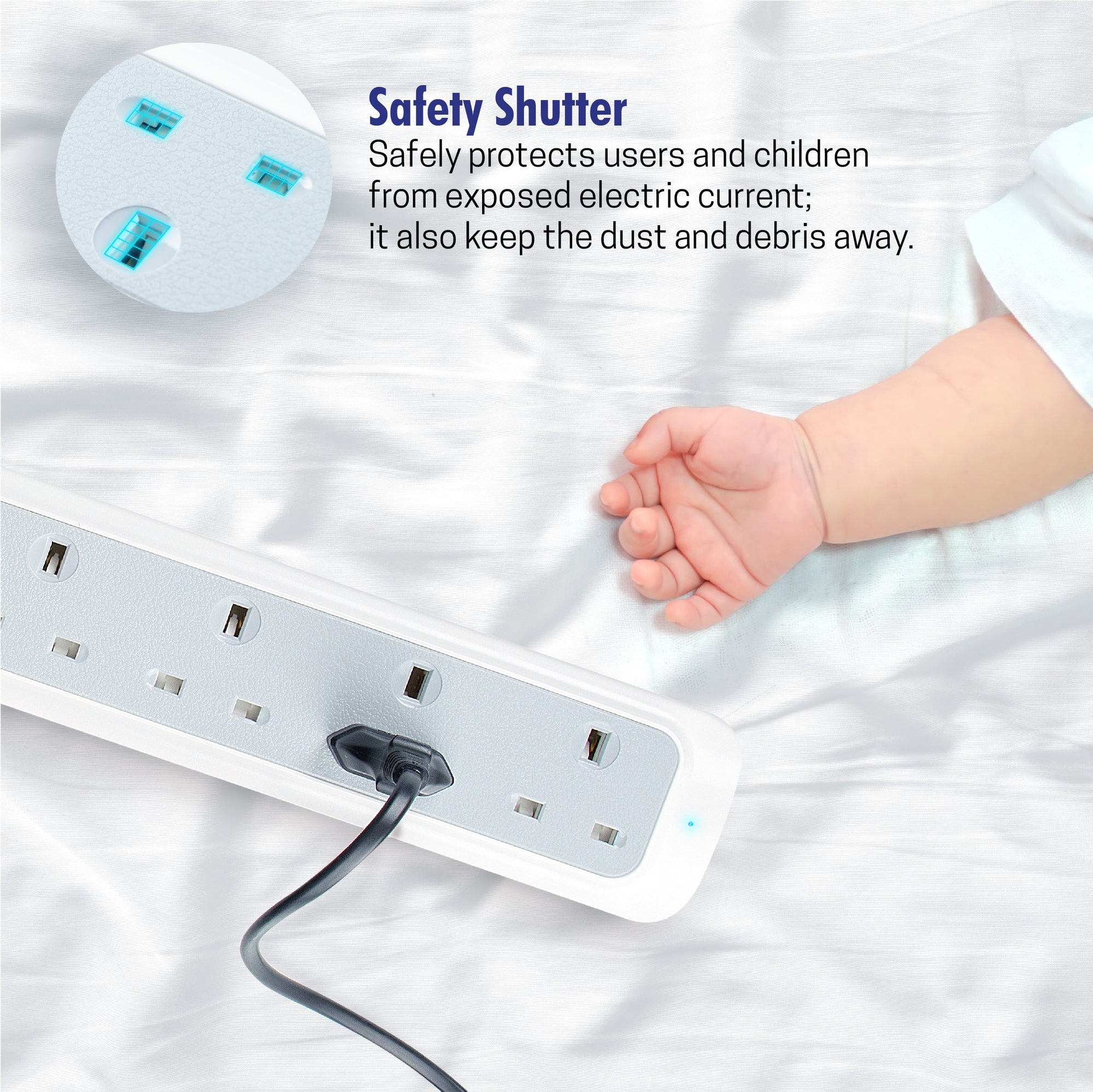 Daiyo DE 363 Master Switch 3 Way Extension Socket Strip 2 Meter long